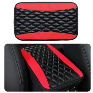 pincuttee pu leather console armrest cover 1pc, car center console pad cover,universal armrest box mat,waterproof armrest cover center console pad(12.6"x7.5", red)