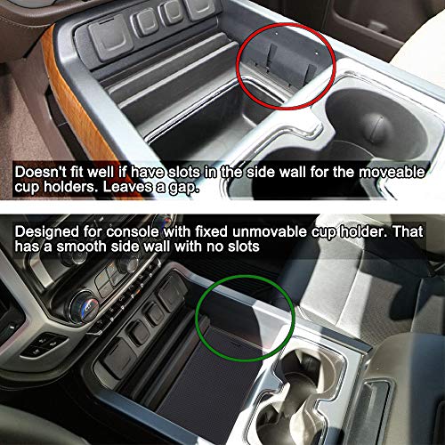 JKCOVER Center Console Organizer Compartment Cover Compatible with 2014 2015 2016 2017 2018 2019 Sierra 1500 2500HD 3500HD Denali Silverado Secret Pocket Lid Hidden Tray Accessories(Black)