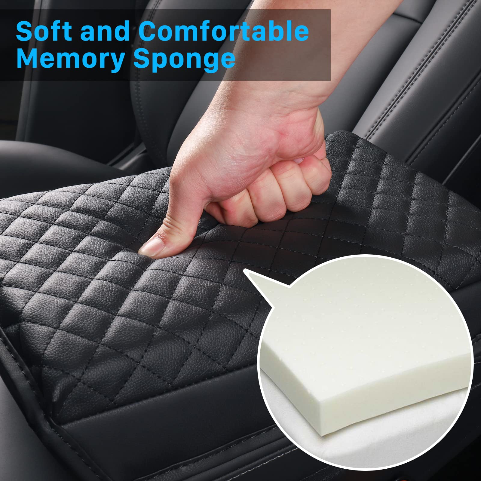 Carwiner Center Console Cover for Tesla Model 3 Model Y, PU Leather Armrest Box Cushion Protector Accessories