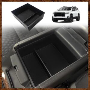 muslogy center console organizer compatible with gmc acadia 2017-2022 2023 accessories acadia sl sle slt denali at4 middle console storage box armrest insert tray abs material