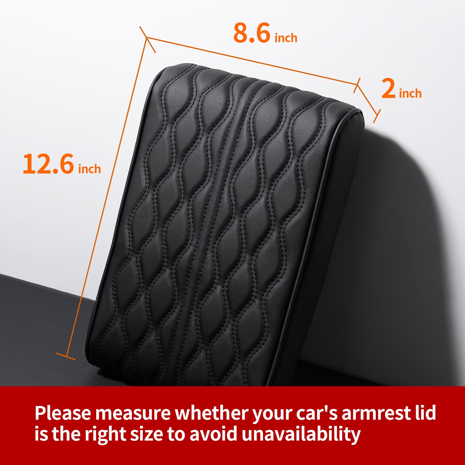 FANRUIQI Car Center Console Heighten Cover, Leather Memory Foam Car Armrest Booster Pads, Leather Car Armrest Cover Protector, Suitable for Most Vehicles, SUVs, Trucks, Cars (Black)