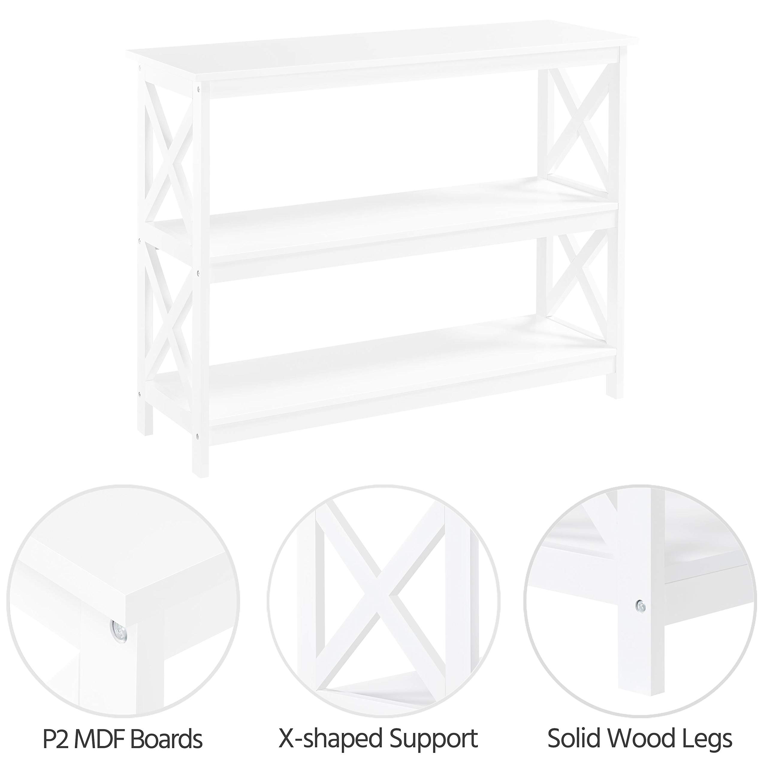 Yaheetech Console Table with 3 Storage Shelves, Entryway Table Sofa Side Table Narrow Long Bookshelf for Hallway Living Room, Accent Furniture, White