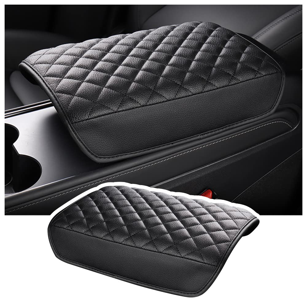 Turcee Leather Car Center Console Cover Compatible with Tesla Model 3 Model Y,All Around Protection/Extended Center Console Organizer Design - The Most Practical Car Armrest Cover