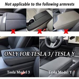 Turcee Leather Car Center Console Cover Compatible with Tesla Model 3 Model Y,All Around Protection/Extended Center Console Organizer Design - The Most Practical Car Armrest Cover