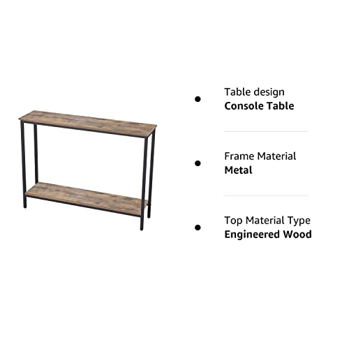 MAJARO Industrial Sofa Console Table for Living Room, Office (Rustic Brown, Double Layer)