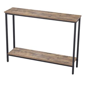 majaro industrial sofa console table for living room, office (rustic brown, double layer)