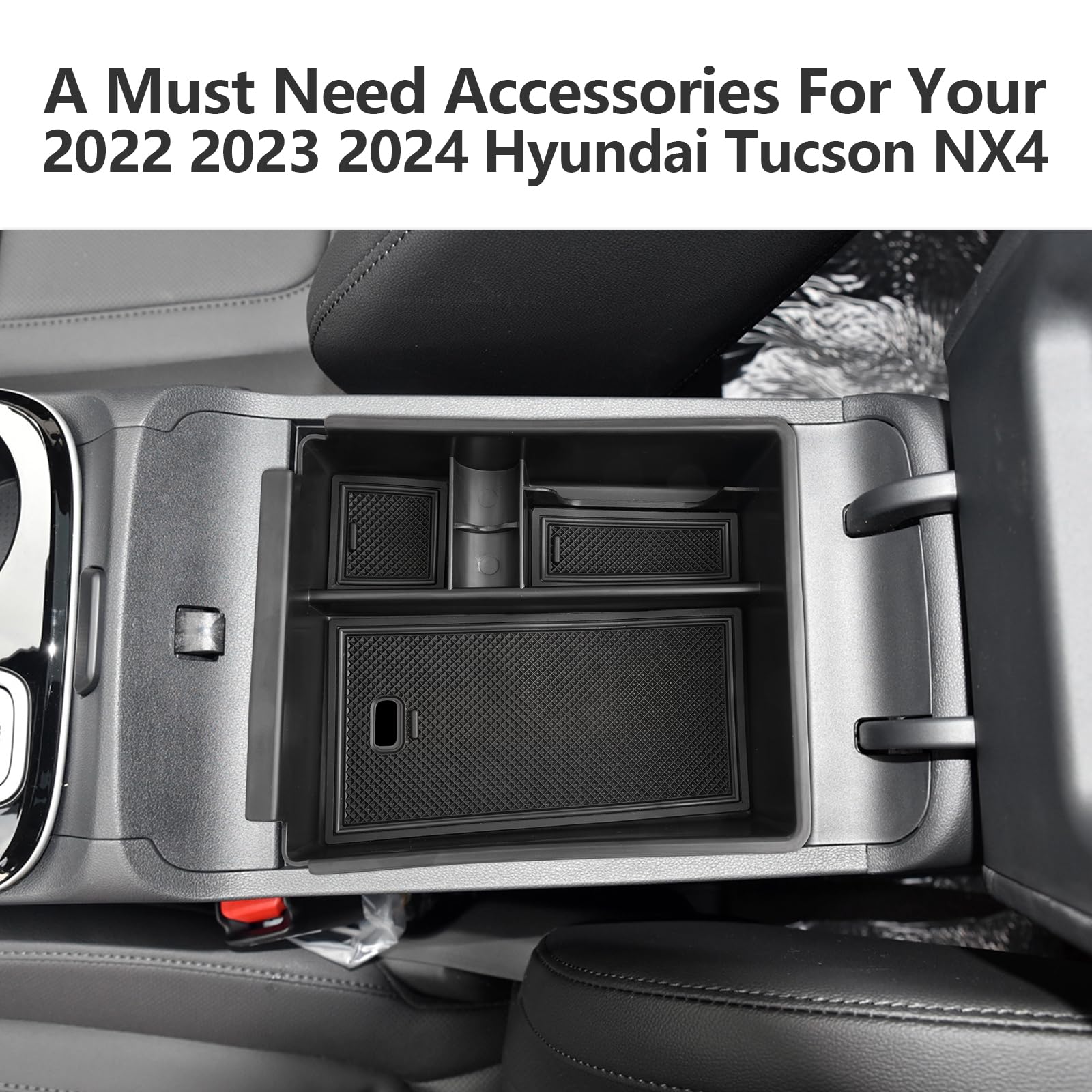 ZCLINKO 2022-2024 Hynudai Tucson Center Console Organizer, Black (Portable, Increases Available Space, Easy Installation Material)