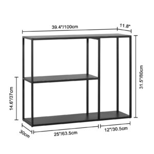 HDANI Console Table, Narrow Entryway Table, 3 Tier Metal Hallway Table, 11.8''Dx39.4''Wx31.5''H(Black)