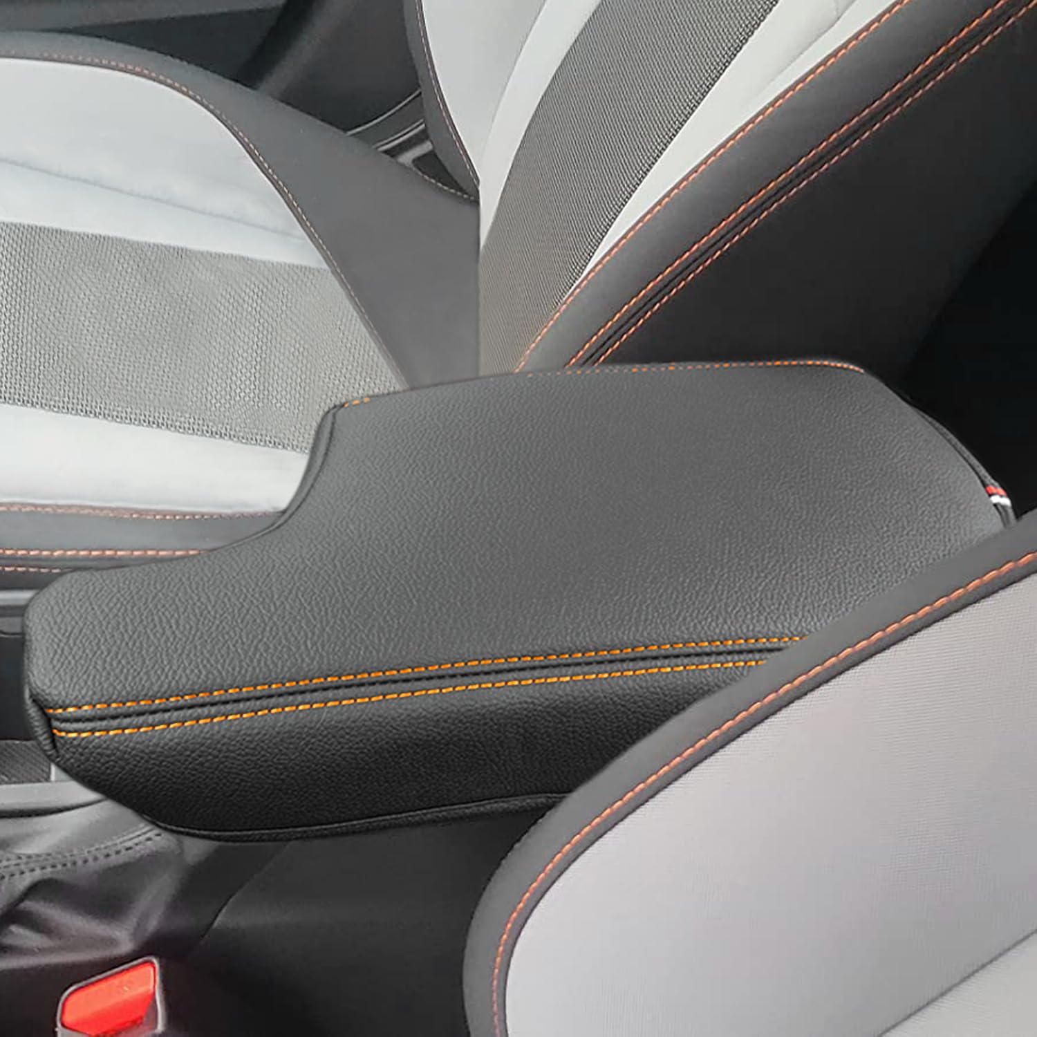 PIMCAR Premium Full Center Console Cover Compatible with 2018-2023 Subaru Crosstrek & 2017-2023 Subaru Impreza Middle Armrest Cushion Accessories PU Leather Wrap The Whole Armrest Lid Completely