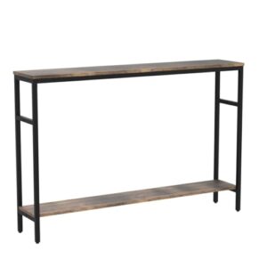 Timberer Narrow Console Table, 47 Inch Sofa Table with Adjustable Shelf, 2-Tier Long Skinny Table for Hallway, Entryway, Living Room, Foyer, Rustic Brown