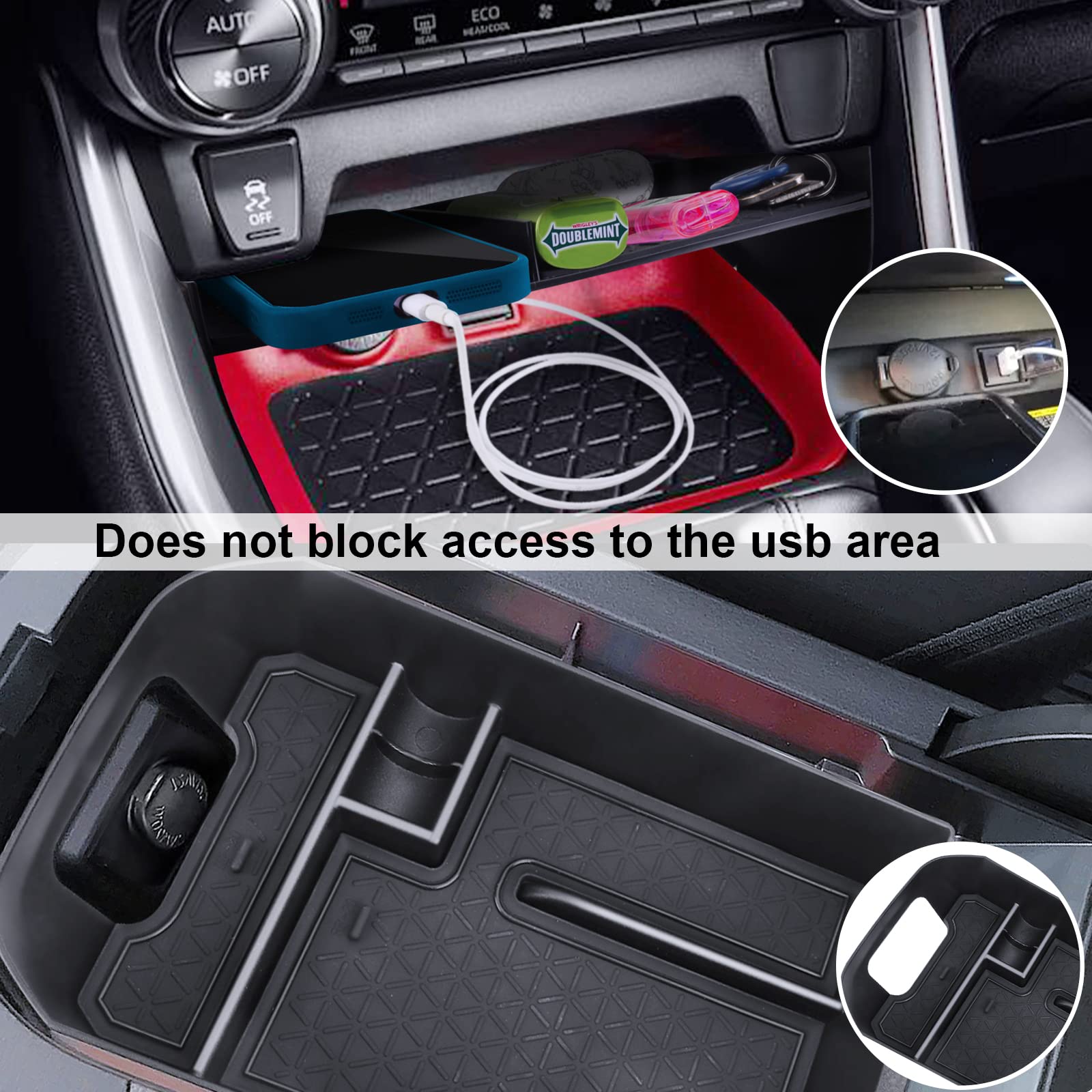 DIAMOOKY Upgraded Center Console Organizer Compatible with Toyota RAV4 2024 2023 2022 2021 2020 2019 Interior Accessories, Gear Shift Storage Tray Secondary Box Insert Divider - 2pcs