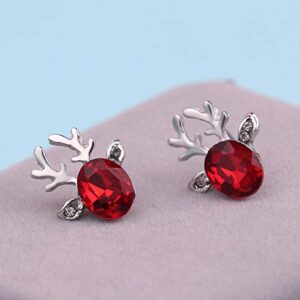 2 Pairs Women's Christmas Earrings, Girls Crystal Gemstone Santa Christmas Hat Earrings Luxury Christmas Reindeer Antlers Xmas Earring Stud Jewelry Gift Sets