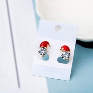 2 Pairs Women's Christmas Earrings, Girls Crystal Gemstone Santa Christmas Hat Earrings Luxury Christmas Reindeer Antlers Xmas Earring Stud Jewelry Gift Sets