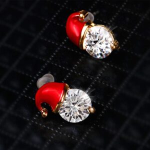 2 Pairs Women's Christmas Earrings, Girls Crystal Gemstone Santa Christmas Hat Earrings Luxury Christmas Reindeer Antlers Xmas Earring Stud Jewelry Gift Sets