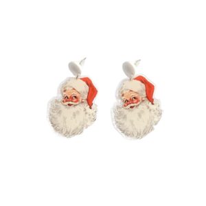 vintage christmas santa dangle earrings funny cute gingerbread man elf fawn charm earrings acrylic resin fashion jewelry holiday gift ladies teens xmas party favors decor accessories-a santa 1