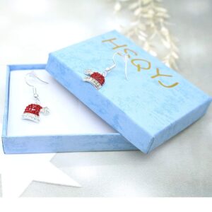 Christmas Dangle Stud Earrings Holiday Party Drop Earrings Enamel Crystal Santa Claus Bell Hat Earring Cute Christmas Costume Jewelry Women (Christmas hat earring)