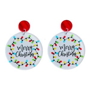 colorful christmas tree star resin acrylic dangle earrings for women lightweight leopard floral cow print fur leather santa tree wooden earrings xmas holiday jewelry -style 5