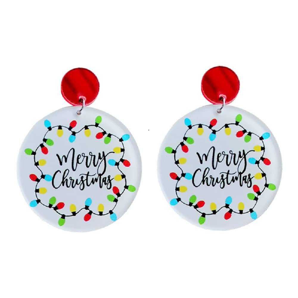 Colorful Christmas Tree Star Resin Acrylic Dangle Earrings for Women Lightweight Leopard Floral Cow Print Fur Leather Santa Tree Wooden Earrings Xmas Holiday Jewelry -Style 5