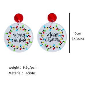 Colorful Christmas Tree Star Resin Acrylic Dangle Earrings for Women Lightweight Leopard Floral Cow Print Fur Leather Santa Tree Wooden Earrings Xmas Holiday Jewelry -Style 5