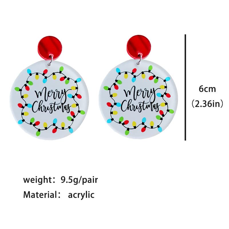 Colorful Christmas Tree Star Resin Acrylic Dangle Earrings for Women Lightweight Leopard Floral Cow Print Fur Leather Santa Tree Wooden Earrings Xmas Holiday Jewelry -Style 5