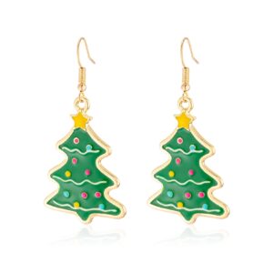 christmas tree earrings for women, colorful christmas tree earrings, xmas tree drop dangle earring, holiday earrings christmas jewelry