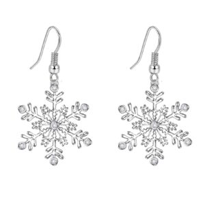 selovo clear cubic zirconia fishhoop snowflake earring hook dangle drop earrings for woman for christmas