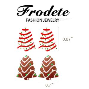 2Pcs Christmas Tree Cake Earrings for Women Christmas Tree Snowflake Acrylic Stud Earrings Christmas Holiday Jewelry for Womens Gift (tree)