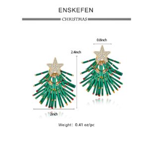 ENSKEFEN Christmas Earrings for Women Christmas Tree Stud Earrings Star Light Tube Tree Christmas Earrings Christmas Jewelry Gifts