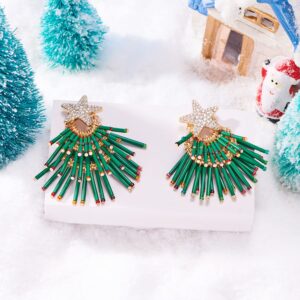 ENSKEFEN Christmas Earrings for Women Christmas Tree Stud Earrings Star Light Tube Tree Christmas Earrings Christmas Jewelry Gifts