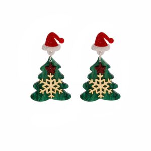 christmas cute acrylic dangle earrings acetate snowman christmas tree dangle earrings creative heart shape snow stud earrings for women christmas party cosplay costume jewelry-style h