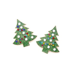 Christmas Earrings Sparkling Alloy Drop Oil Imitation Pearl Christmas Tree Earrings Colorful Rhinestone Christmas Tree Earrings For Women Fashion Party Holiday Jewelry Gift