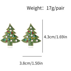 Christmas Earrings Sparkling Alloy Drop Oil Imitation Pearl Christmas Tree Earrings Colorful Rhinestone Christmas Tree Earrings For Women Fashion Party Holiday Jewelry Gift