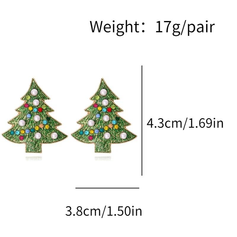 Christmas Earrings Sparkling Alloy Drop Oil Imitation Pearl Christmas Tree Earrings Colorful Rhinestone Christmas Tree Earrings For Women Fashion Party Holiday Jewelry Gift