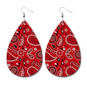 9 Pair Christmas Faux Leather Earrings Lightweight Leaf Dangle Teardrop Earrings for Women Gift -Style 2