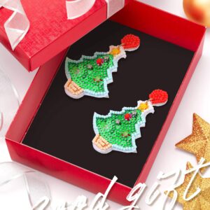 1 Pair Christmas Beaded Earrings Dangling Earrings Cute Christmas Earrings Christmas Tree Earrings Colorful Holiday Earrings Jewelry Gift for Women (Christmas Tree)