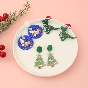 Christmas Stud Earrings for Women Christmas Acrylic Earrings for Women Gingerbread Earrings Dinosaur Earrings Rainbow Earrings Christmas Decorations