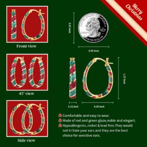 Christmas Hoop Earrings for Women Enamel Holiday Xmas Ornament Loop Earring Charm Jewelry Gift