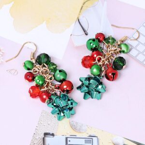 XOCARTIGE Christmas Earring Set Jingle Bell Drop Dangle Earrings Holiday Party Gift for Women (F 1 Pair Bow)