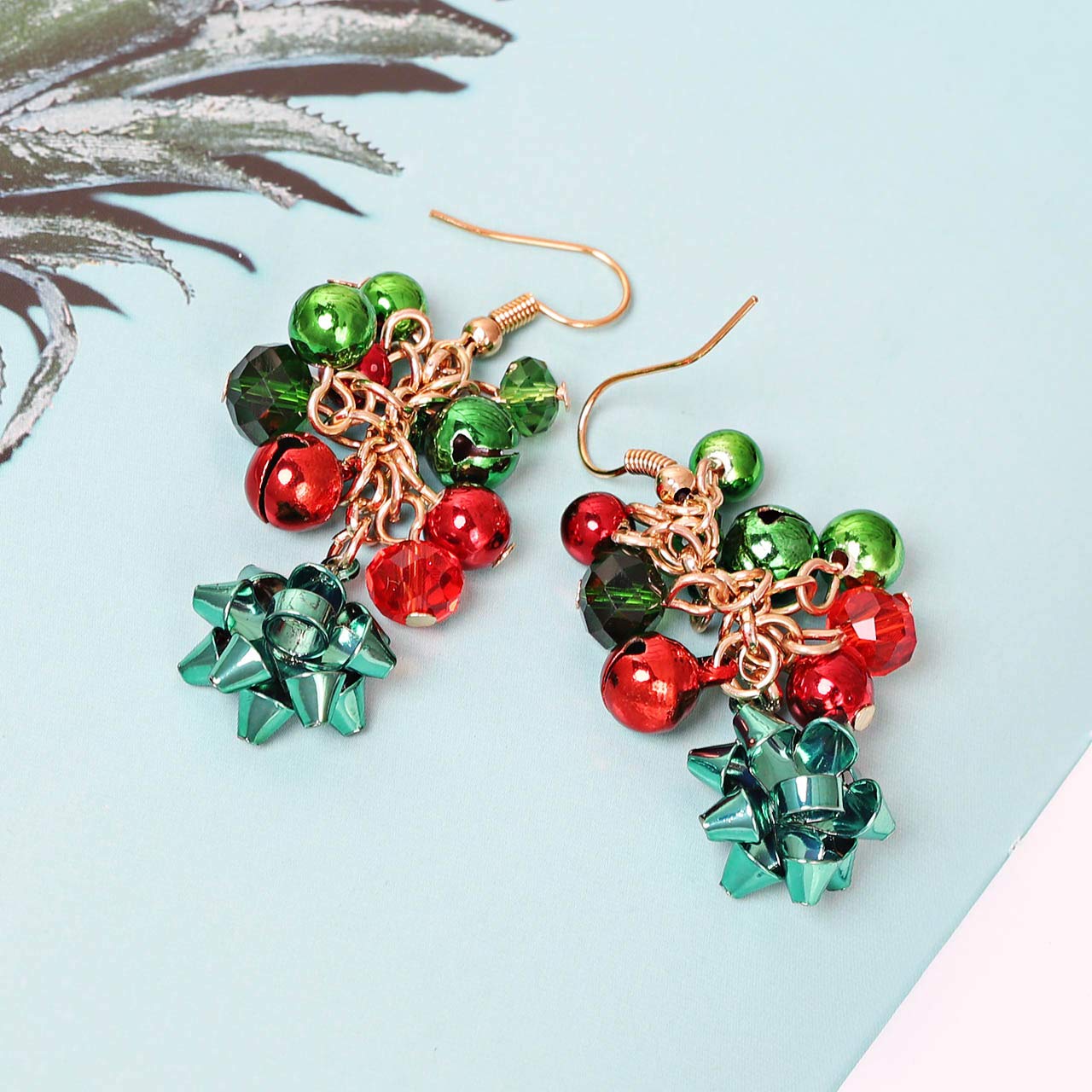 XOCARTIGE Christmas Earring Set Jingle Bell Drop Dangle Earrings Holiday Party Gift for Women (F 1 Pair Bow)