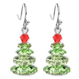 christmas earrings for women holiday earrings crystal cristmas tree earrings xmas dangle earrings christmas jewelry-light green