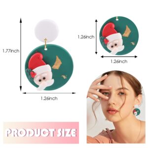 Christmas Polymer Clay Earrings for Women, Handmade Cute Funny Drop Dangling Fall Stud Boho Bohemian Santa Holiday Earrings Vintage Oval and Round Shape Teacher Earring Pendant Jewelry