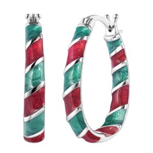 christmas hoop earrings for women enamel holiday xmas ornament loop earring charm jewelry gift