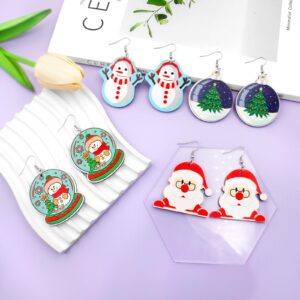 haolry 2023 Christmas Earrings for Women Girls Santa Claus Snowman Christmas Tree Snowflake Dangle Earrings Wooden Funny Xmas Earrings Jewelry Accessories Gifts-Christmas Tree