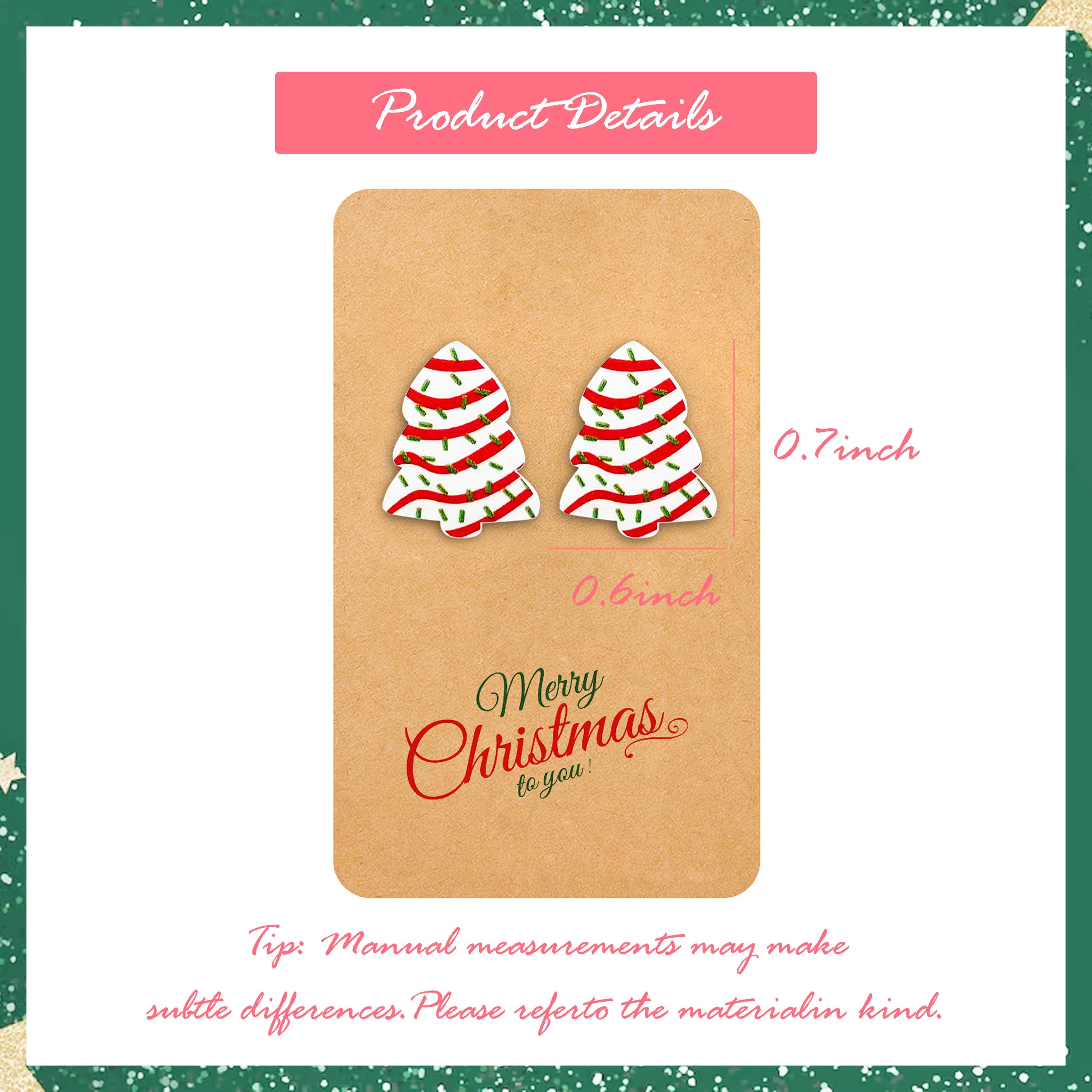 Christmas Tree Cake Earrings for Women Lightweight Resin Christmas Stud Earrings Cute Xmas Earrings Holiday Earrings Christmas Gifts Stocking Stuffers (1 Pair)