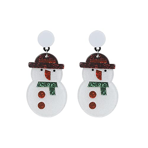 Cooluckday Christmas Earrings for Women Dangling Acrylic Christmas Tree Gnome Gingerbread Man Candy Snowman Earrings Christmas Stud Earrings for Women Christmas Gifts(4/6Pcs)