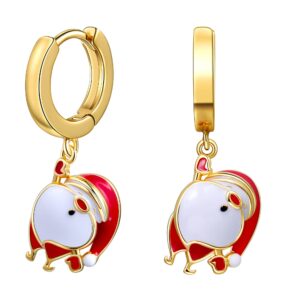 sovesi christmas earrings for women, christmas snowman, santa, bell drop dangle earrings for girls cute christmas huggie hoop earrings xmas holiday jewelry