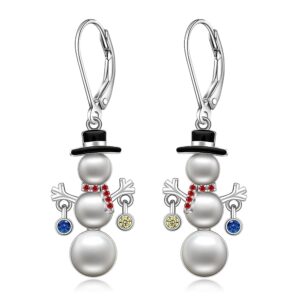 christmas snowman earrings pearl earrings for women dangle drop winter snow red santa leverback holiday christmas xmas gift