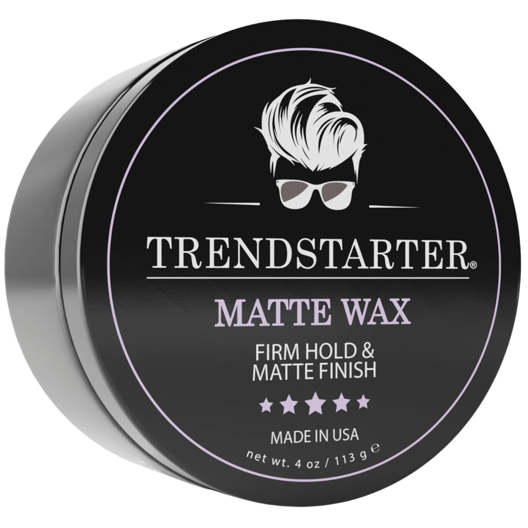 TRENDSTARTER - MATTE WAX (4oz) - Firm Hold - Matte Finish - Premium Water Based All-Day Hold Hair Styling Pomade – Flake-Free Styling Wax for All Hair Types