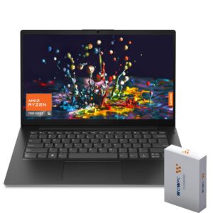 lenovo v14 gen4 slim business laptop computer, 14"" fhd display, amd ryzen 5 7520u processor, 8gb ddr5 ram, 256gb nvme ssd, wi-fi, webcam, usb-c, hdmi, w/wowpc bundle, windows 11 pro, black