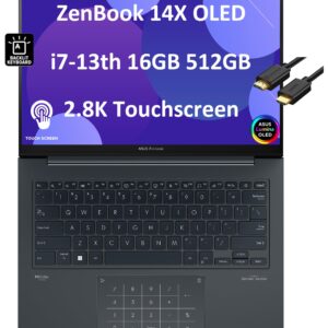 ASUS ZenBook Pro 14 14X OLED Q420 Business Laptop (14.5" QHD+ Touchscreen, Intel 13th Gen 14-Core i7-13700H, 16GB RAM, 512GB SSD), Backlit, FHD Webcam, NumberPad, IST HDMI, Win 11 Home, Inkwell Gray